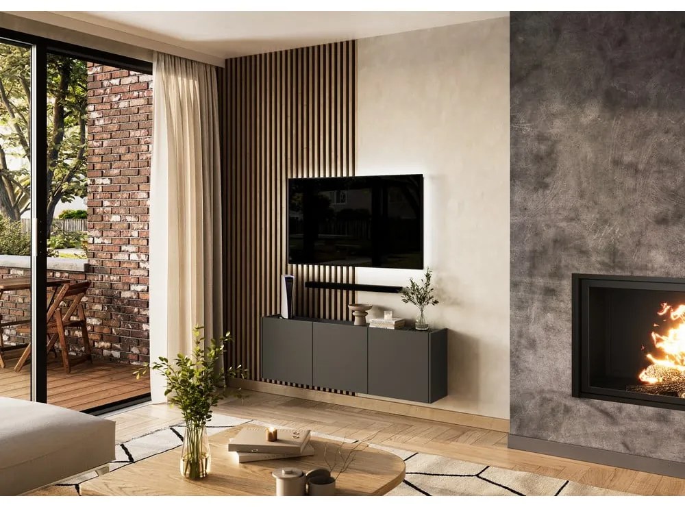 Antracitový TV stolek 138x45 cm Piana – Germania