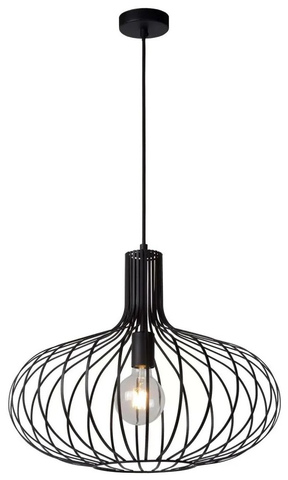Lucide 78374/50/30 - Závěsné svítidlo MANUELA 1xE27/60W/230V černé 50 cm
