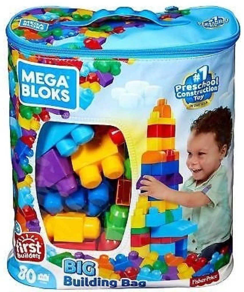 Mega bloks first builders big bag 80 kostek modrý, mattel dch63