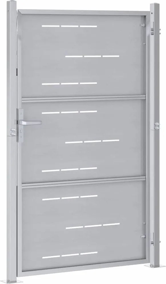 Zahradní brána se zámkem Stříbrná 85 x 144 cm Nerezová ocel 3402582