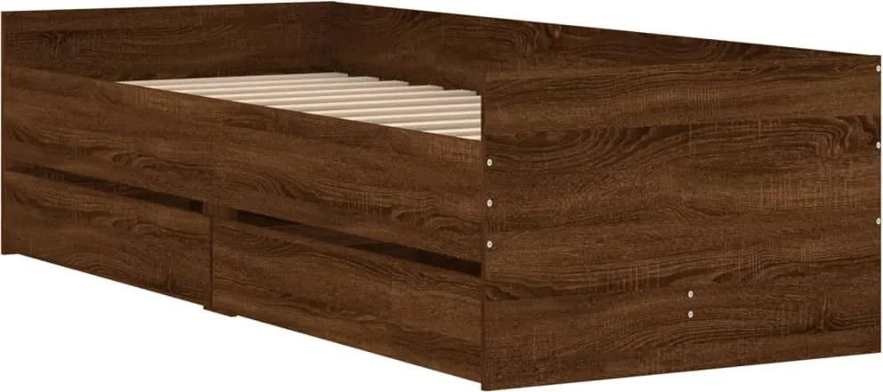 Rám postele se zásuvkami hnědý dub 75 x 190 cm Small Single 3207363