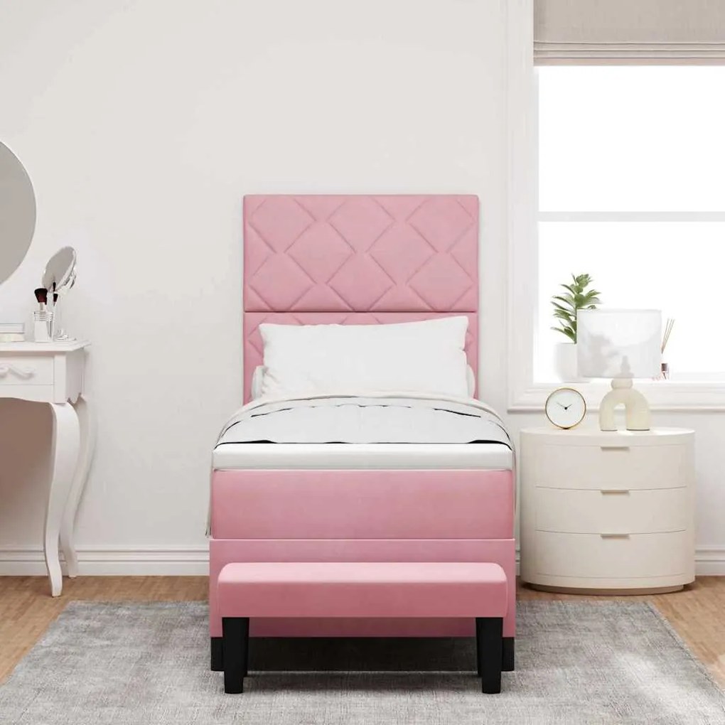 Postel s boxspringem s čelo Růžová 200 x 80 cm samet 3344545