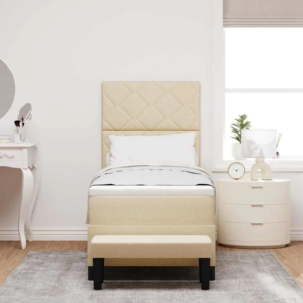 Postel s boxspringem s čelo Krémová 80 x 200 cm textil 3344105
