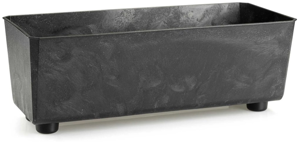 PLASTOVÝ KVĚTINÁČ SALVIA 37,5X17 CM IMITACE BETONU ČERNÁ