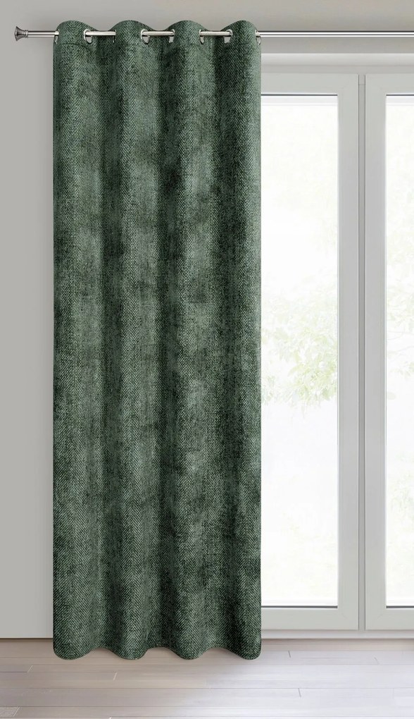 ZATEMŇOVACÍ ZÁVĚS NA KROUŽCÍCH ALETA 135X250 CM TMAVĚZELENÁ