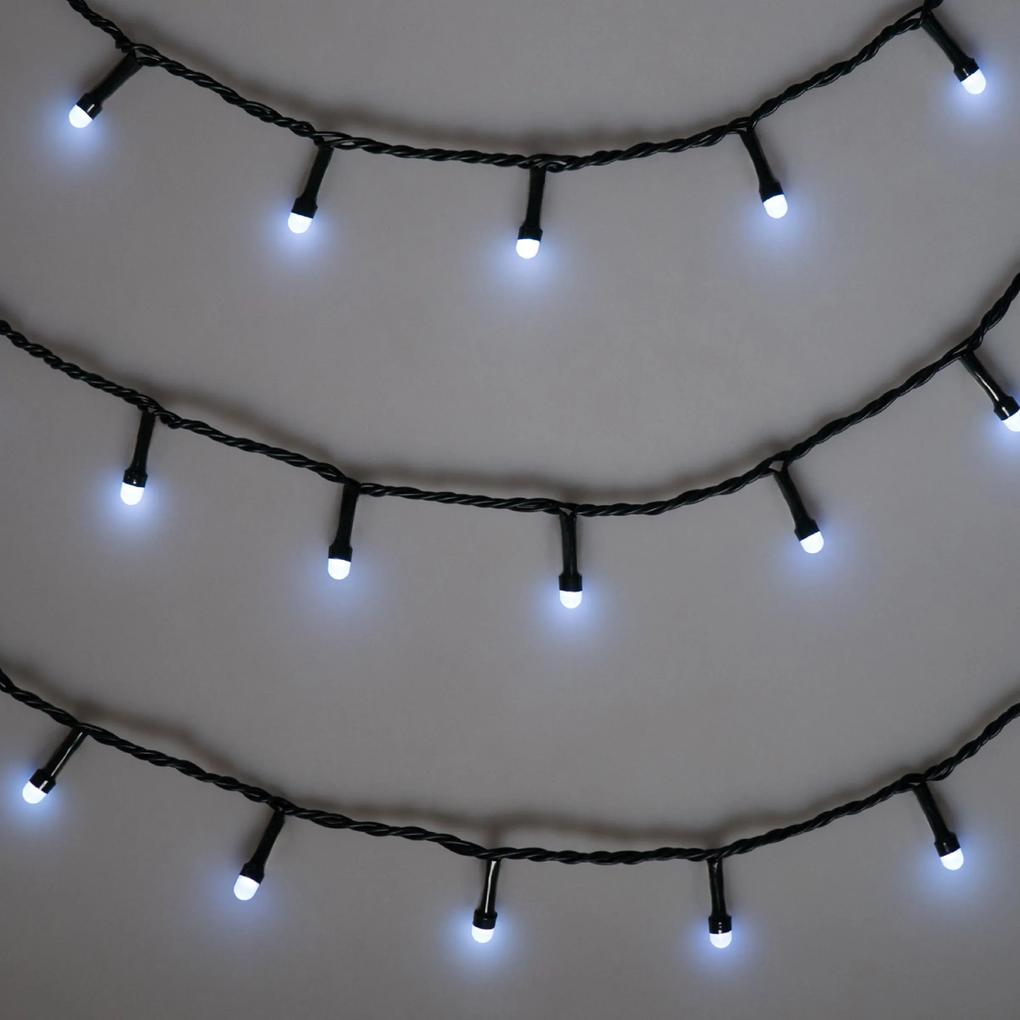 Vnitřní vánoční řetěz s 7mm mini kuličkami, studená bílá, 10m, 100 LED,