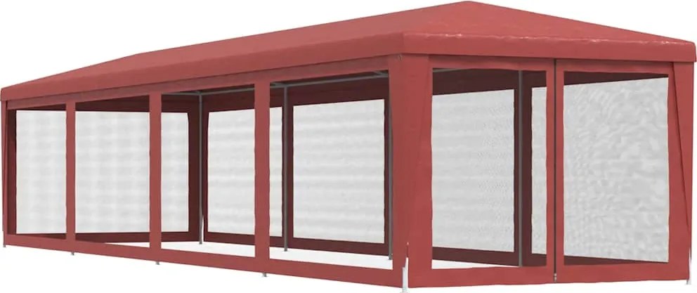 Party stan s 10 síťovanými bočnicemi červený 3 x 12 m HDPE 319250