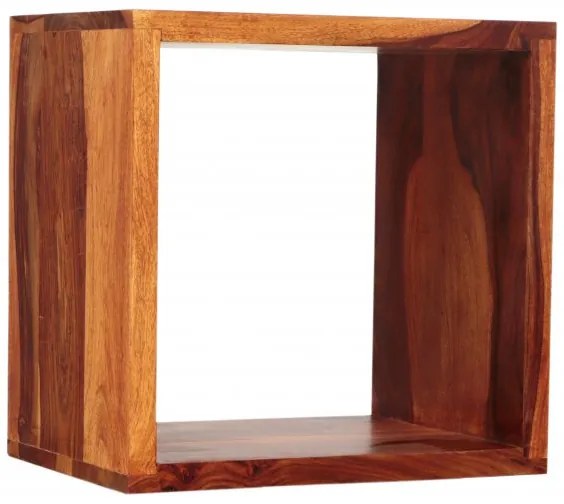Indický nábytek - Police na zeď Gani 40x40x30 z indického masivu palisandr Světle medová