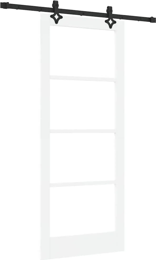 Posuvné dveře Bílá 83 x 202 cm Masivní borové dřevo a sklo 3332278
