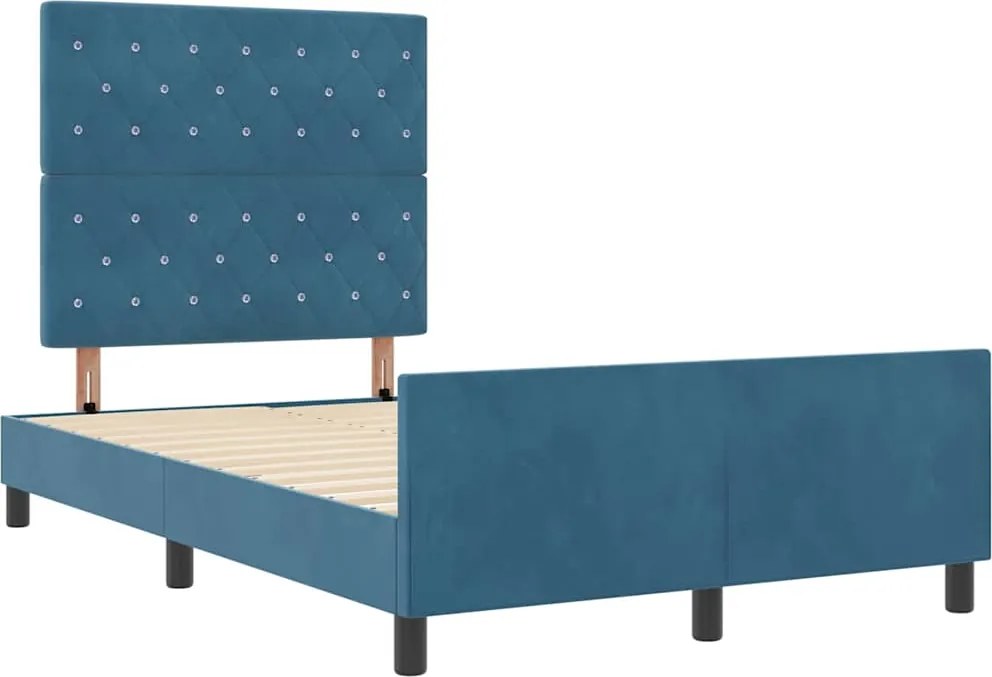 Postel s boxspringem s čelo Tmavě modrá 120 x 200 cm samet 3344871