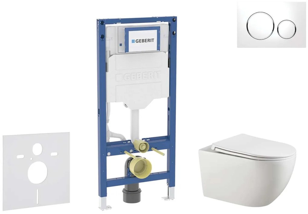 Geberit Duofix - Set předstěnové instalace, klozetu Gaia a sedátka softclose, tlačítko Sigma20, bílá/chrom SANI11CA3122B