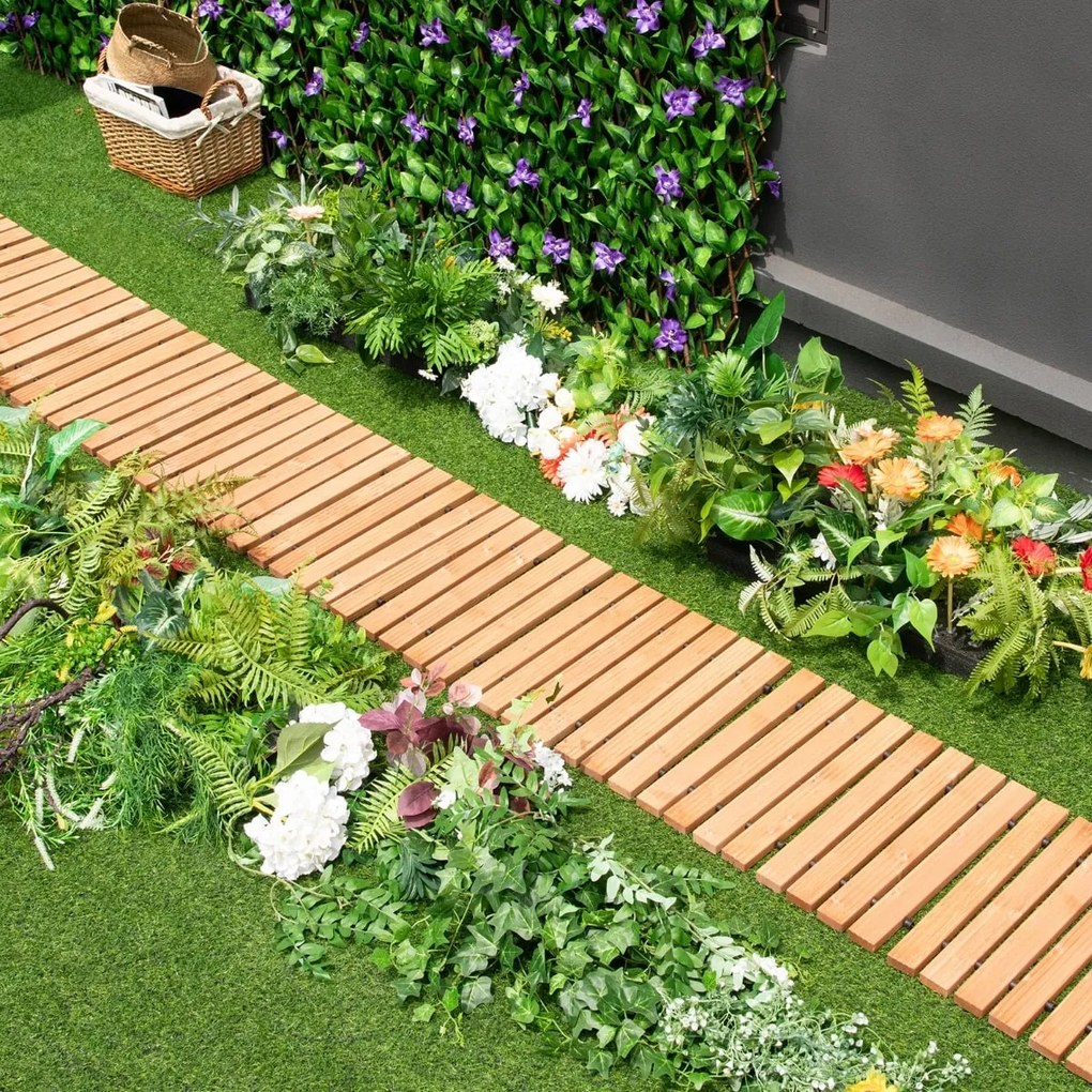 Costway Zahradní dřevěná cesta Rolovací přímá venkovní stezka odolná proti