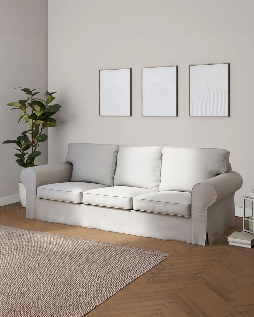Potah na pohovku IKEA Ektorp 3-místná, rozkládací STARÝ MODEL PIXBO barva šedá látka pletený vzor