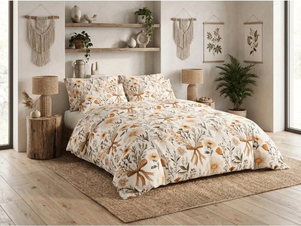 Krepové povlečení FLORAL RIBBON POLY barevné Rozměr povlečení: 70 x 90 cm | 140 x 220 cm