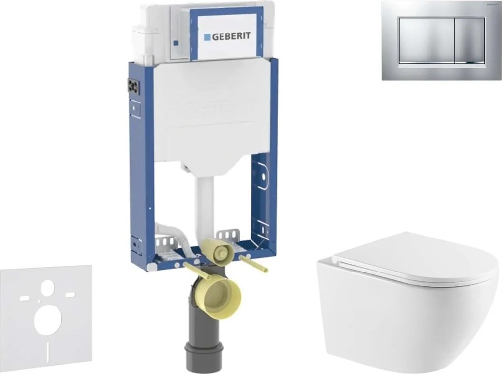 Geberit Kombifix - Set předstěnové instalace, klozetu Oudee a sedátka softclose, tlačítko Sigma20, lakovaný chrom mat/chrom SANI15CA2105