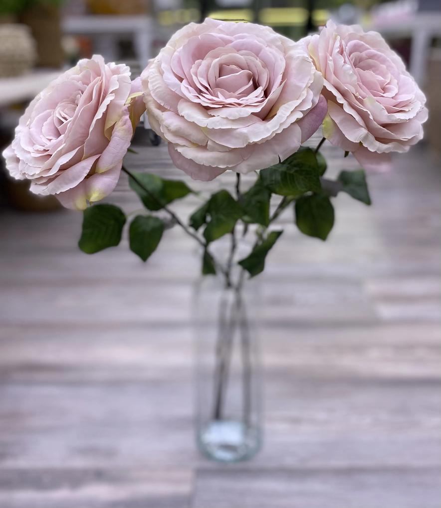 Umělá květina SILK-KA růže růžová barva, výška 56 cm