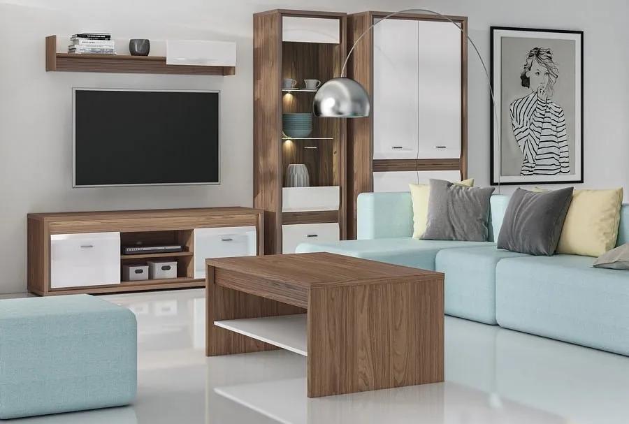 Casarredo - Komfort nábytek Vitrína NATANS vysoká, ořech/bílá lesk
