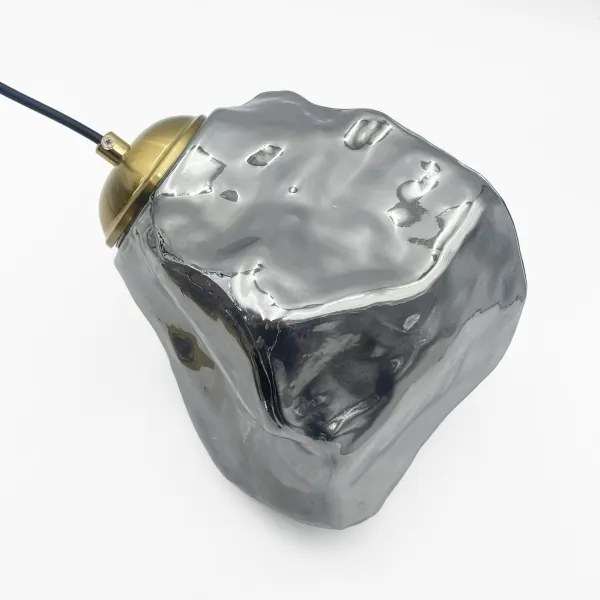 Lustr na lanku CRISTAL 5xE14/15W/230V mosaz/kouřová černá