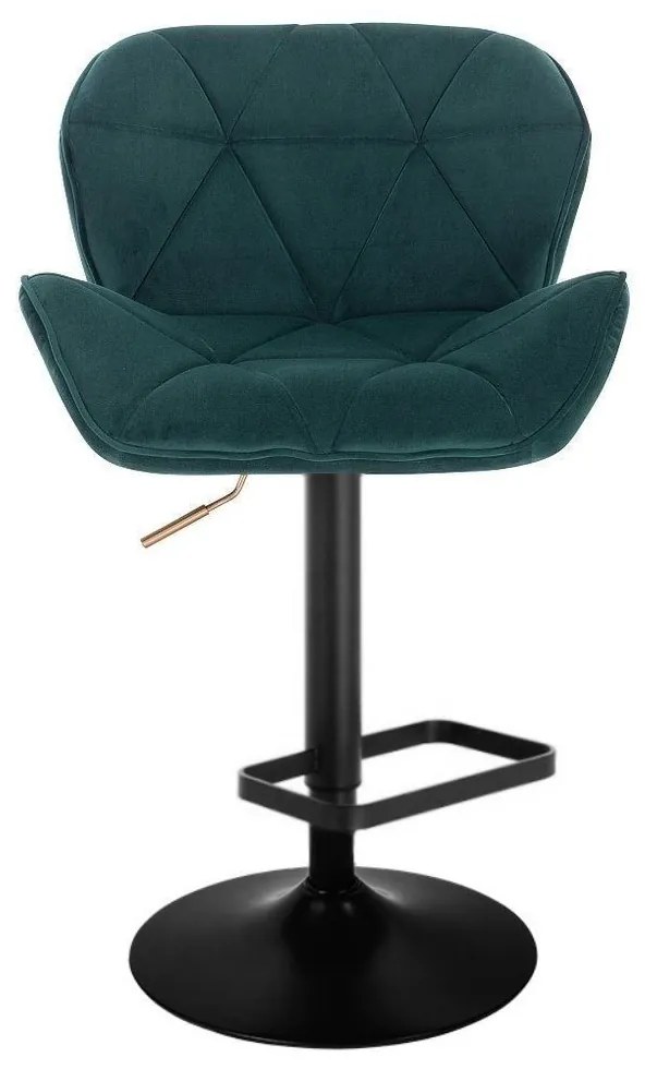 LuxuryForm DESIGN Barová židle MILANO VELUR na černé kulaté podstavě - zelená