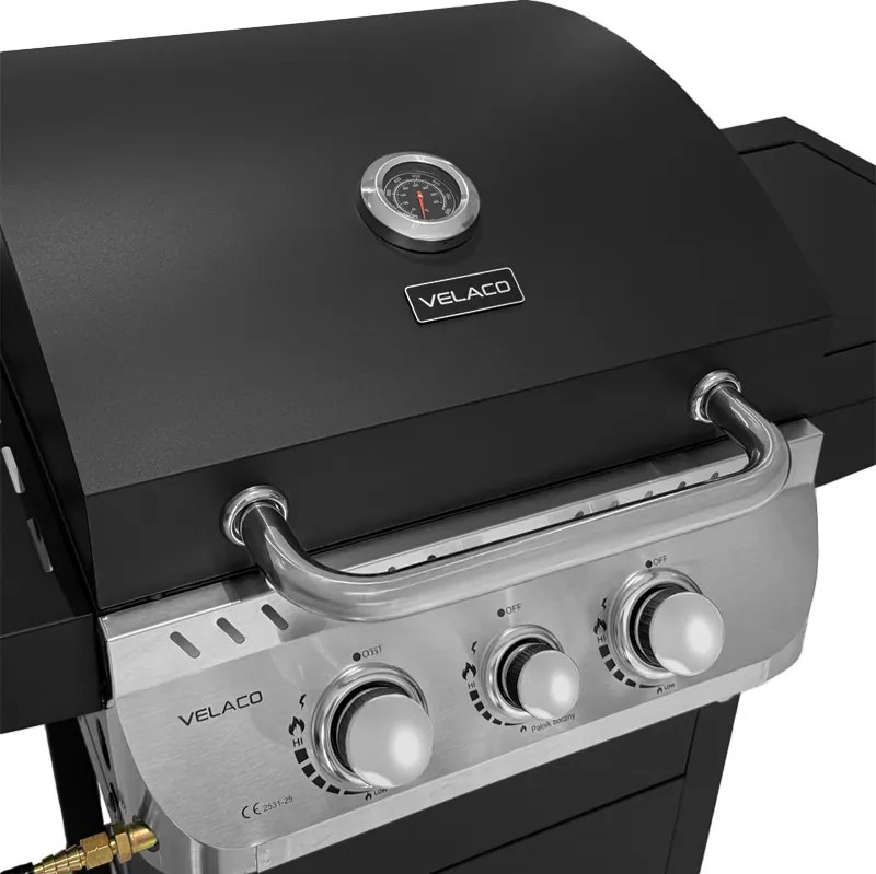 BPS-koupelny Plynový BBQ gril s boční plotýnkou, poličkou a krycí plachtou - , 2+1 hořák