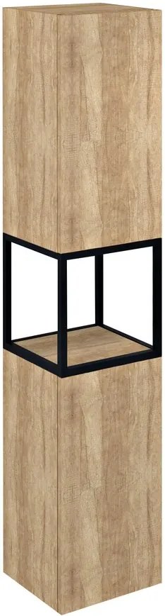 Sapho, SKARA skříňka 35x171x32cm, 2x dvířka, levá/pravá, černá mat/dub Alabama, CG010-2222