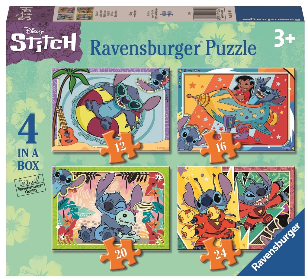 Puzzle ravensburger 120010692 disney: stitch 4 v 1