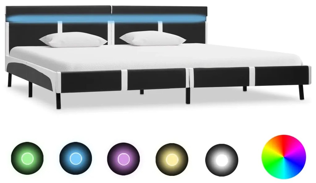 280311 vidaXL Rám postele s LED světlem šedý umělá kůže 180 x 200 cm