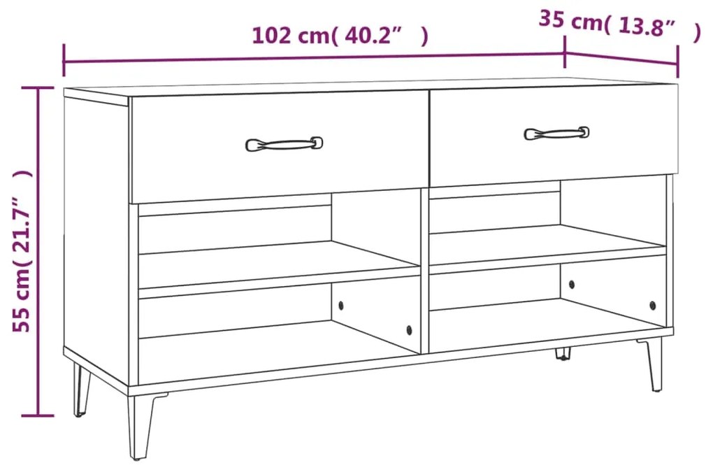 Botník černý 102 x 35 x 55 cm kompozitní dřevo - Default Title