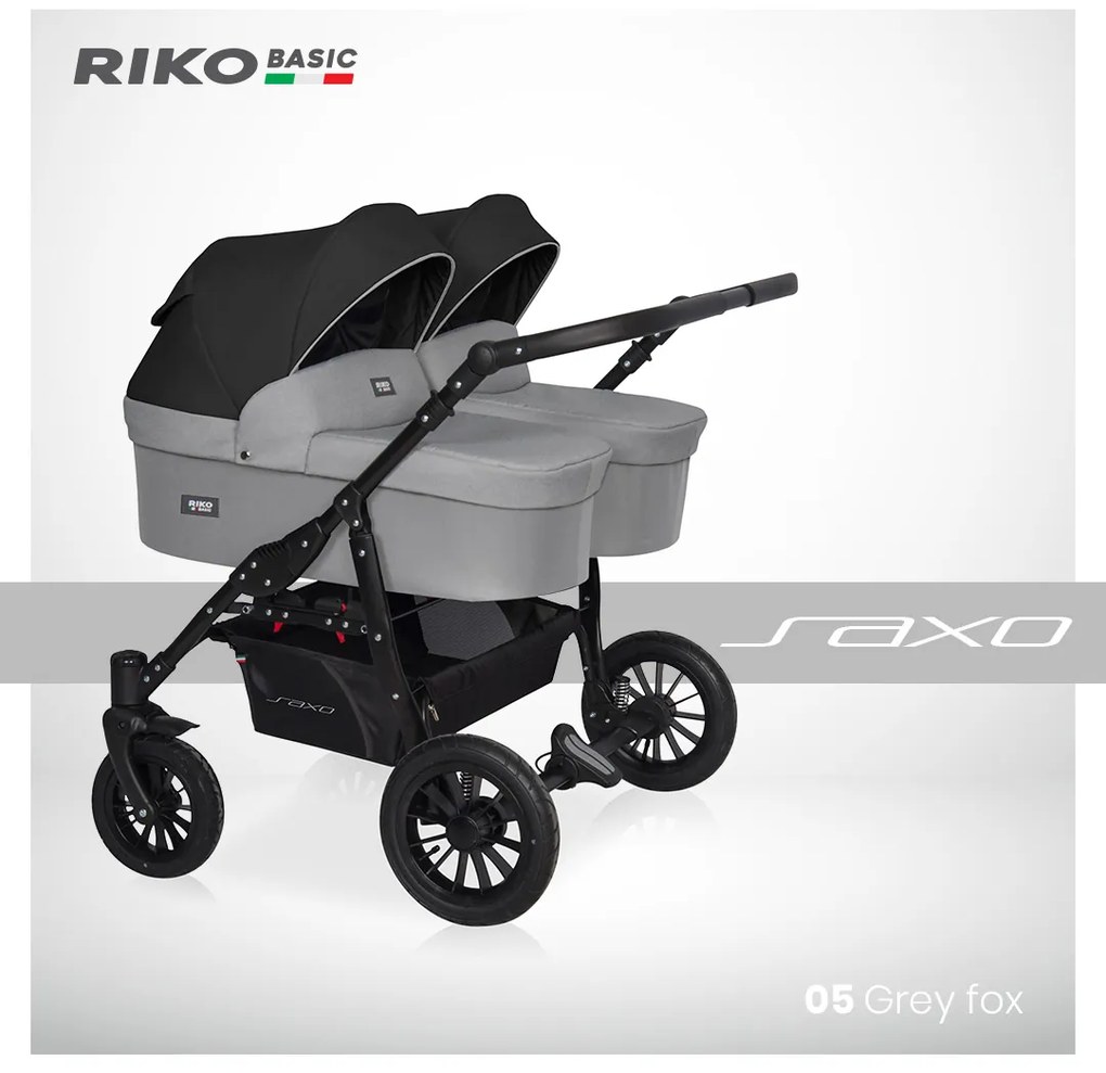 Sourozenecký kočárek Riko Basic Saxo Grey Fox