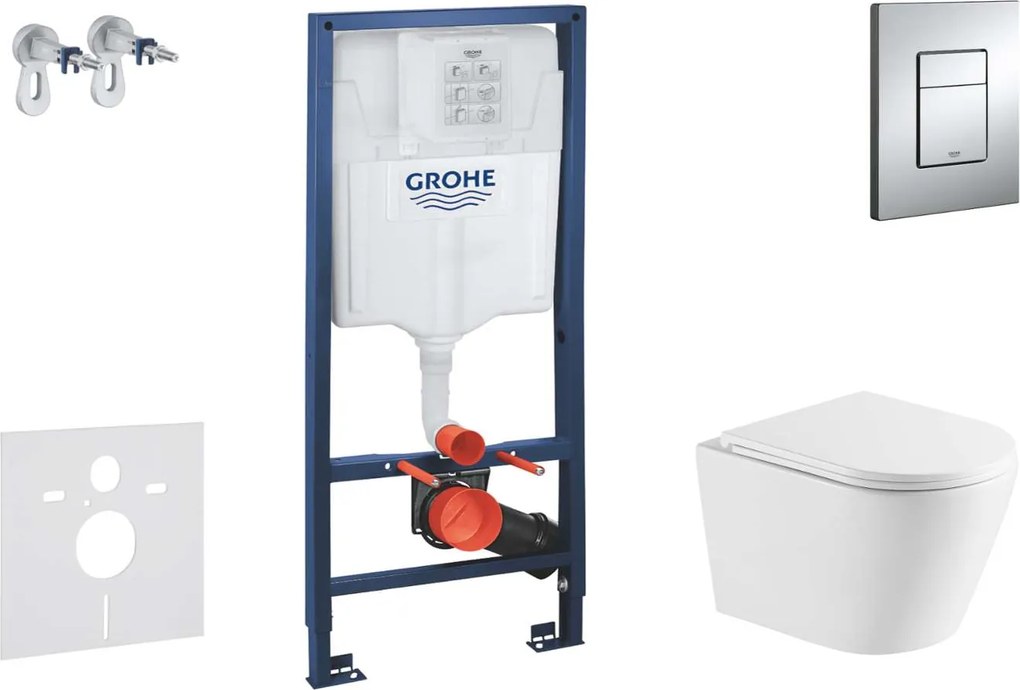 Grohe Rapid SL - Set předstěnové instalace, klozetu Nefia a sedátka softclose, tlačítko Skate Cosmopolitan, chrom SANI11BA1108