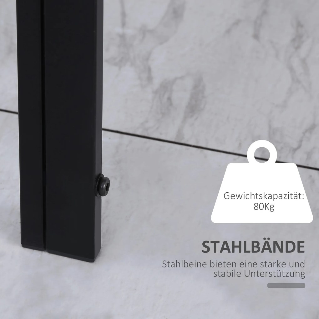 HOMCOM LED jídelní stůl kuchyňský stůl pro 4 osoby, tvrzené sklo a kov, černý, 120x60x75cm, moderní a stylový | Aosom.de