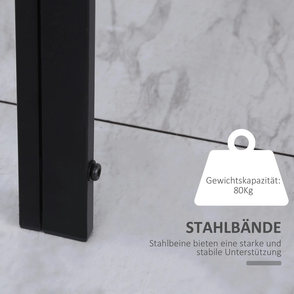 HOMCOM LED jídelní stůl kuchyňský stůl pro 4 osoby, tvrzené sklo a kov, černý, 120x60x75cm, moderní a stylový