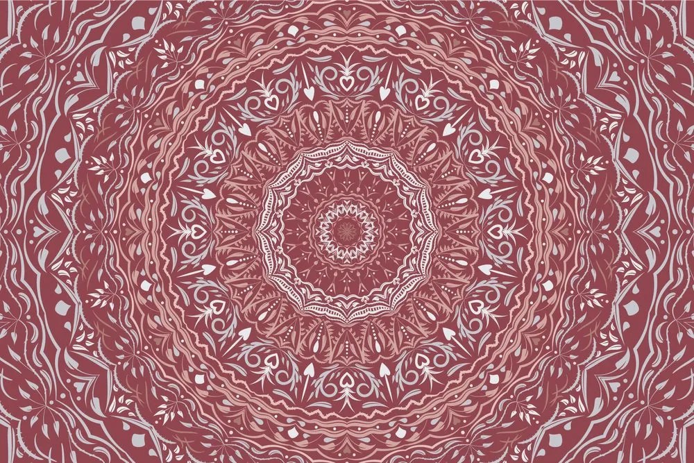 Tapeta Mandala ve vintage stylu v růžovém odstínu