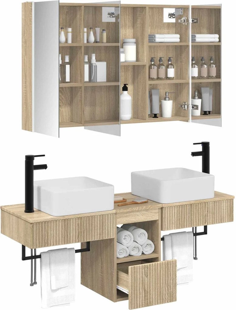Sada koupelnových skříněk 4 ks Dub sonoma Kompozitní dřevo 3406305