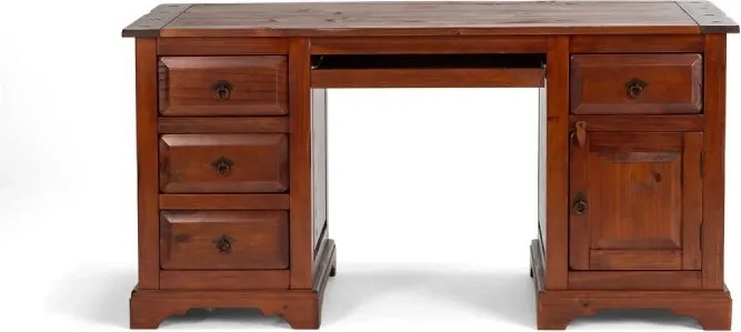 furniture-nabytek.cz - Masivní psací stůl Catello z borovice, lakovaný, hnědý – 160×70×78 cm