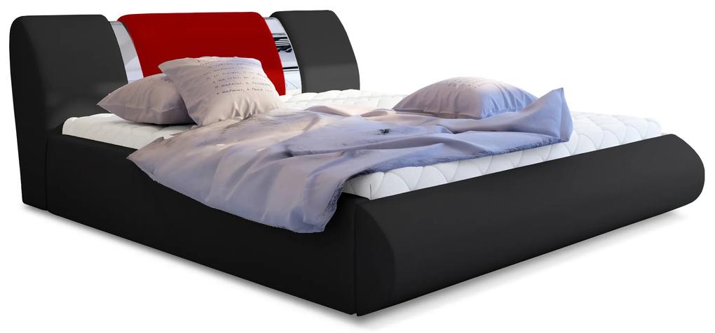 Manželská postel 180 cm Fabio (černá + červená) (s roštem a úl. prostorem). 1041676