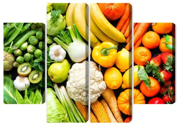 Vícedílný obraz Ovoce A Zelenina V Barvách Duhy Nedostatek Nedostatek Přírodní plátno 120x90