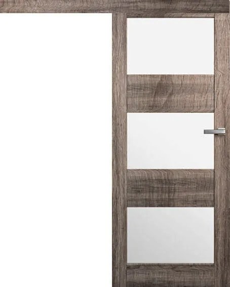 posuvné interiérové dveře na stěnu vasco doors TEO model 5 Průchozí rozměr: 70 x 197 cm, Orientace dveří: Levé dveře, Dekor: Buk jasmínový