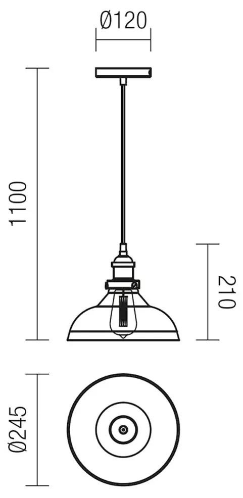Smarter 01-1002 závěsné svítidlo Saville, černé, mosaz, 1xE27, ø24,5cm