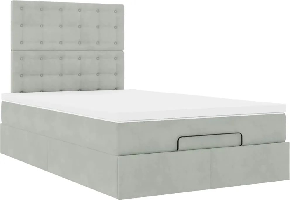 Osmanský rám postele s matracemi světle šedá 120x200cm samet 3314456