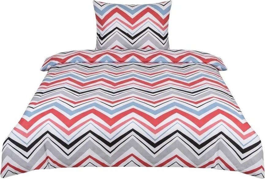 Modré/šedé 3dílné povlečení na jednolůžko z bavlněného saténu 140x200 cm Marina – JAHU collections