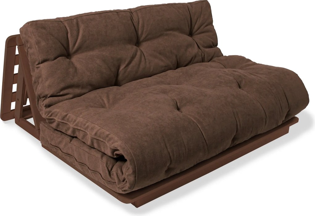 Marior Home Rozkládací futonové křeslo / pohovka Layti - 140 cm / Hnědá / Ořech olejovaný