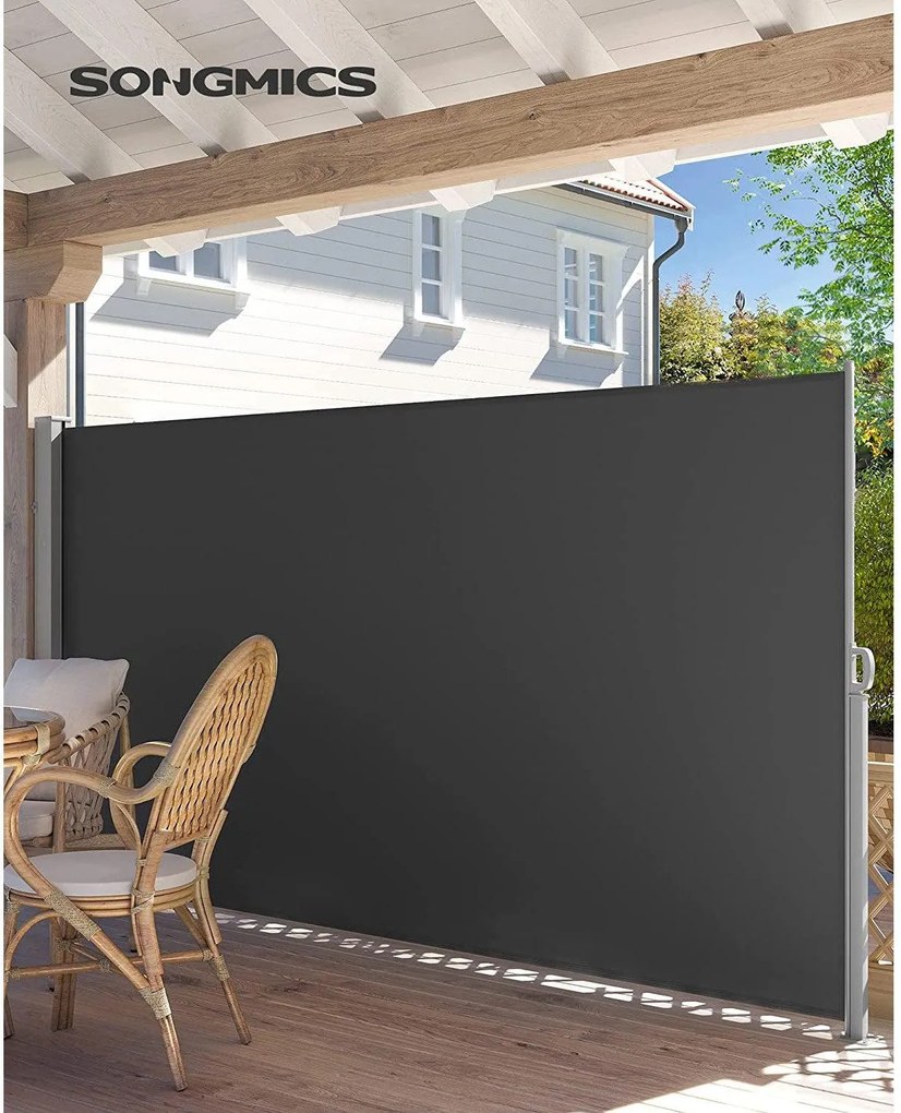 Venkovní vysouvací sluneční clona, 350 x 200 cm, kouřově šedá