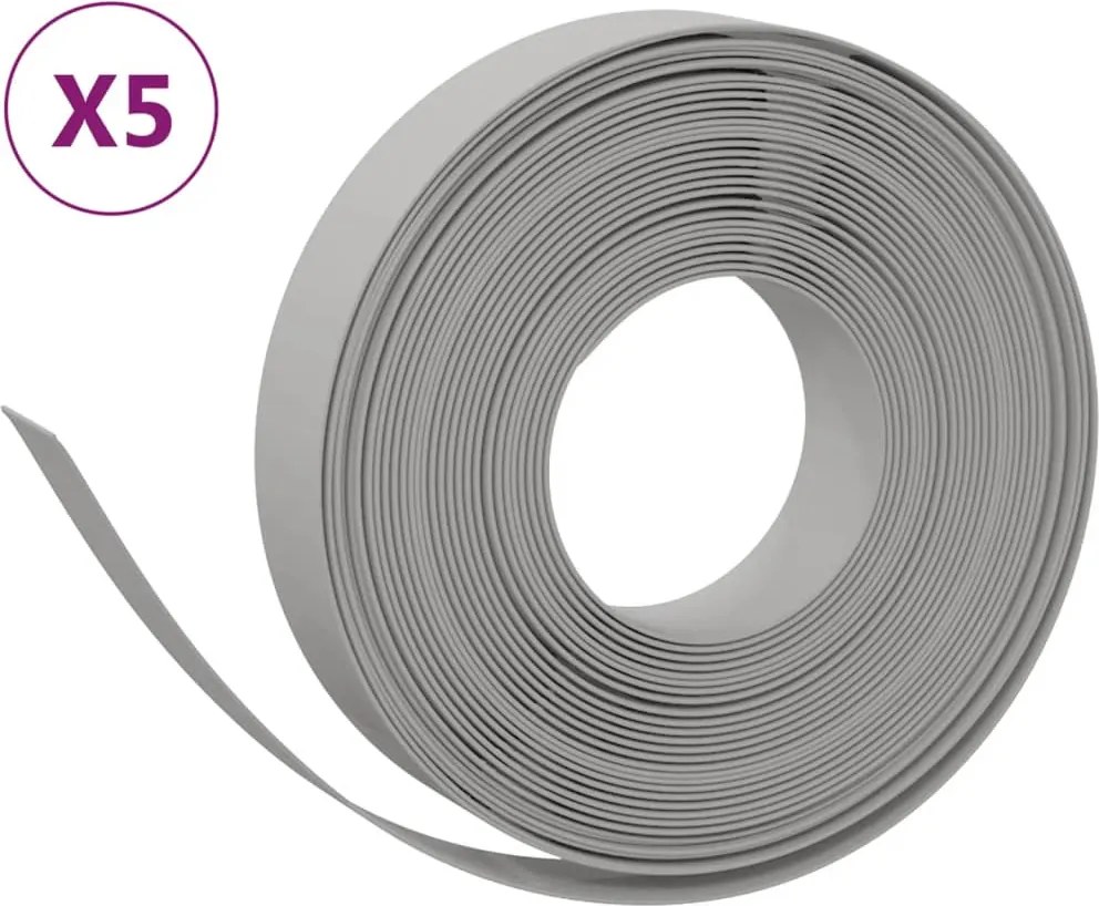 Travní lemy 5 ks šedé 10 m 10 cm polyethylen 3155431