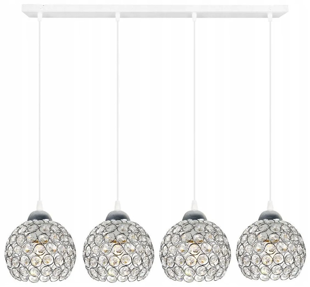 Závěsné svítidlo Crystal, 4x stříbrné křišťálové stínítko, (chromové uchycení), w