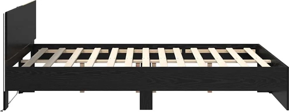 Rám postele s LED pásky Černý dub 140 x 190 cm Kompozitní dřevo 3403573