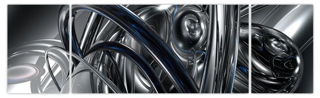 Obraz šedé abstrakce s modrou (170x50 cm)