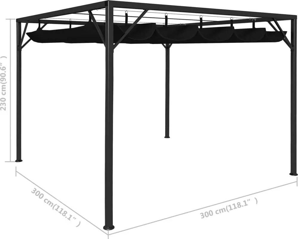 vidaXL Zahradní altán se zatahovací střechou 3 x 3 m 180 g/m² [47954] Barva: taupe