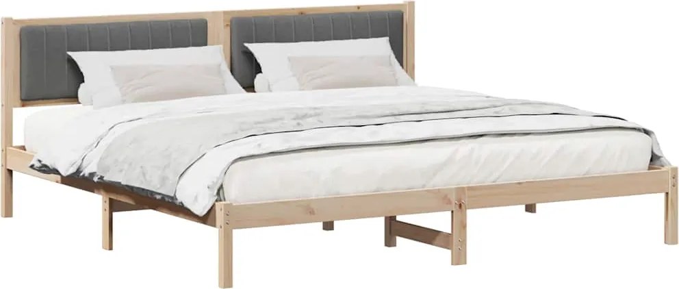 Rám postele s čelo Tmavě šedá 200 x 200 cm Masivní borové dřevo 3394239