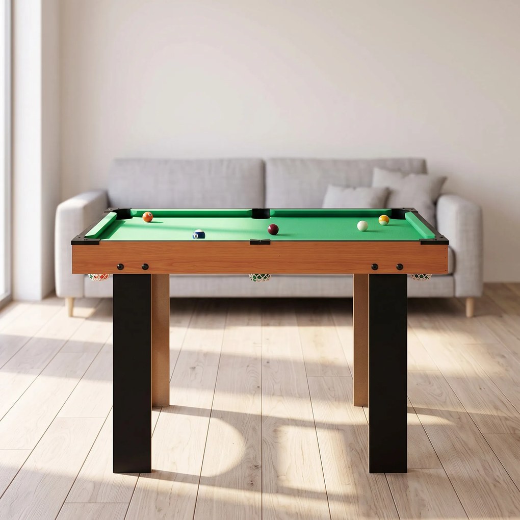 HOMCOM multiherní stůl 4 v 1 Multigame stolní fotbal stolní hokej stolní tenis kulečník multifunkční herní stůl 87x43x73cm pro zábavu